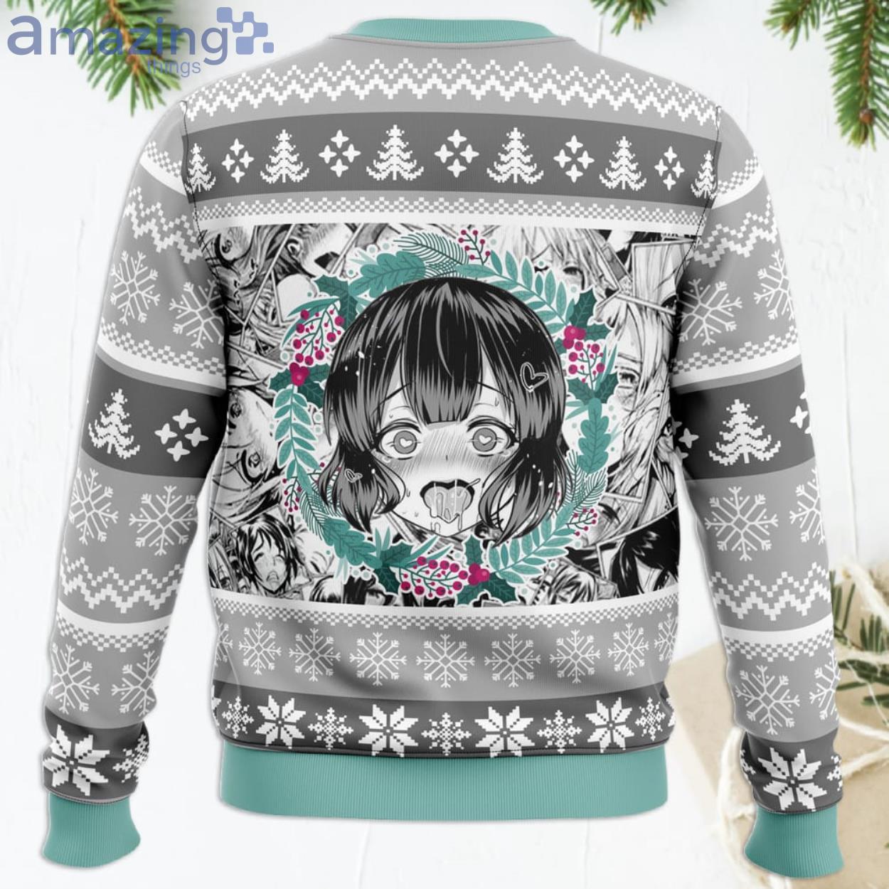 Christmas Anime Ahegao Funny Christmas T Ugly Christmas Sweater